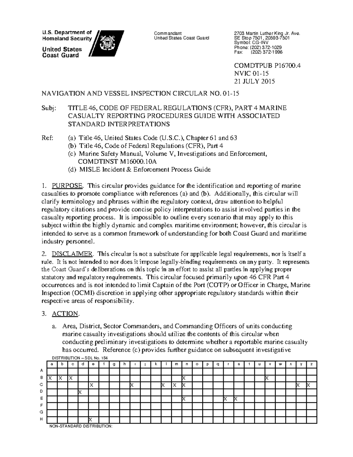 Navic-01-15 Marine Casualty Reporting 2015 0721 - DISTRIBUTION – SDL No ...