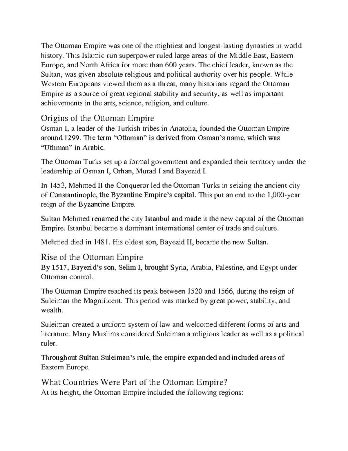 Ottoman Empire Notes - The Ottoman Empire was one of the mightiest and ...