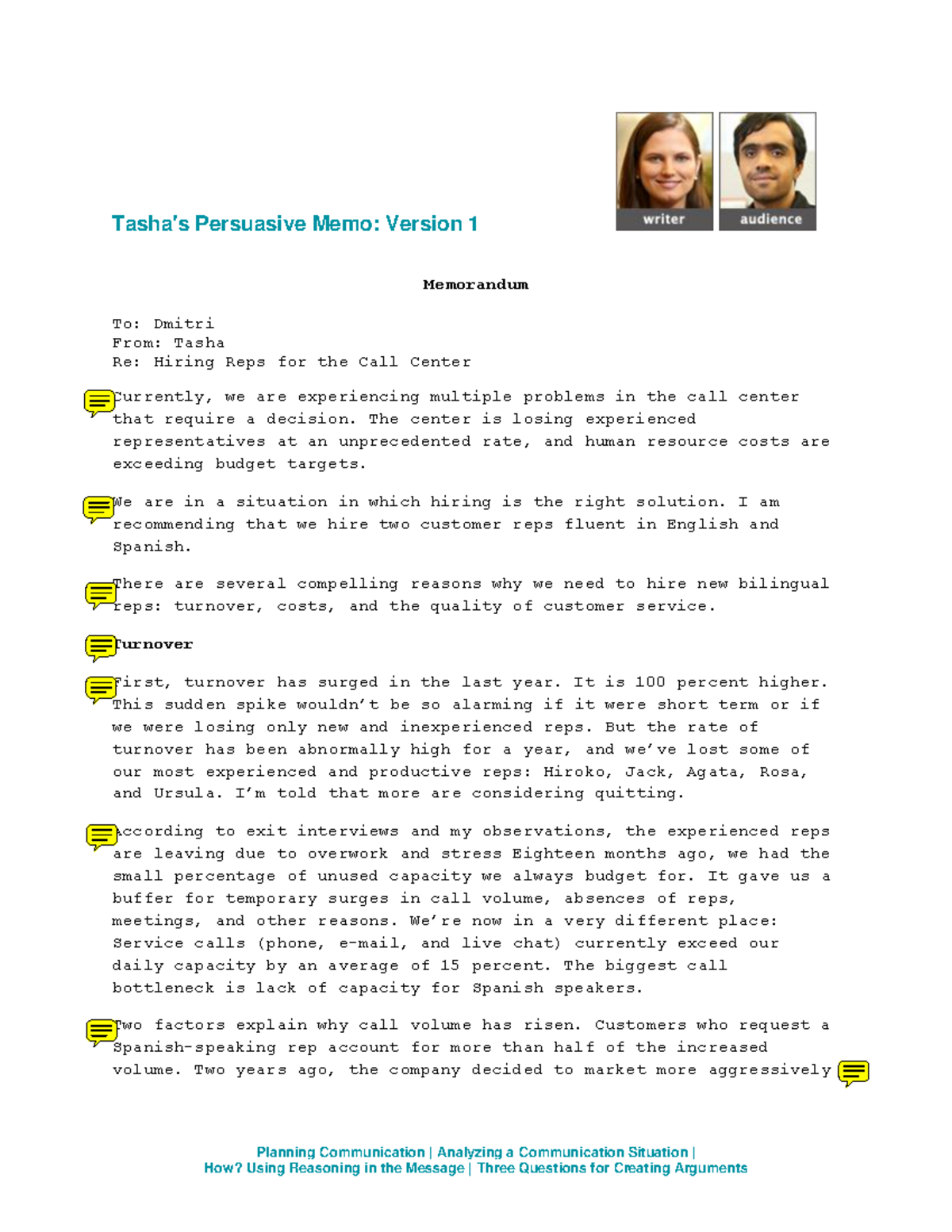 4478 Tasha Persuasive Memo v1 - Planning Communication | Analyzing a ...