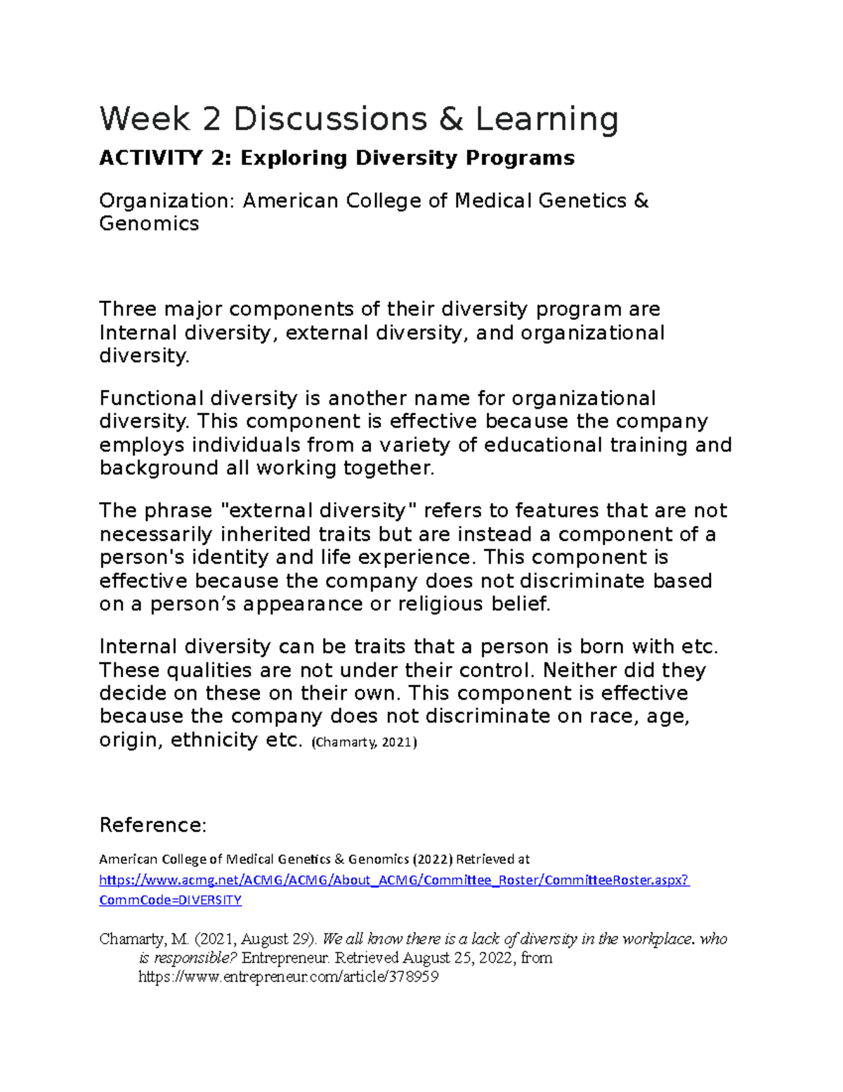 Week 2 Activity 2 - discussion posts - Week 2 Discussions & Learning ACTIVITY 2: Exploring - Studocu