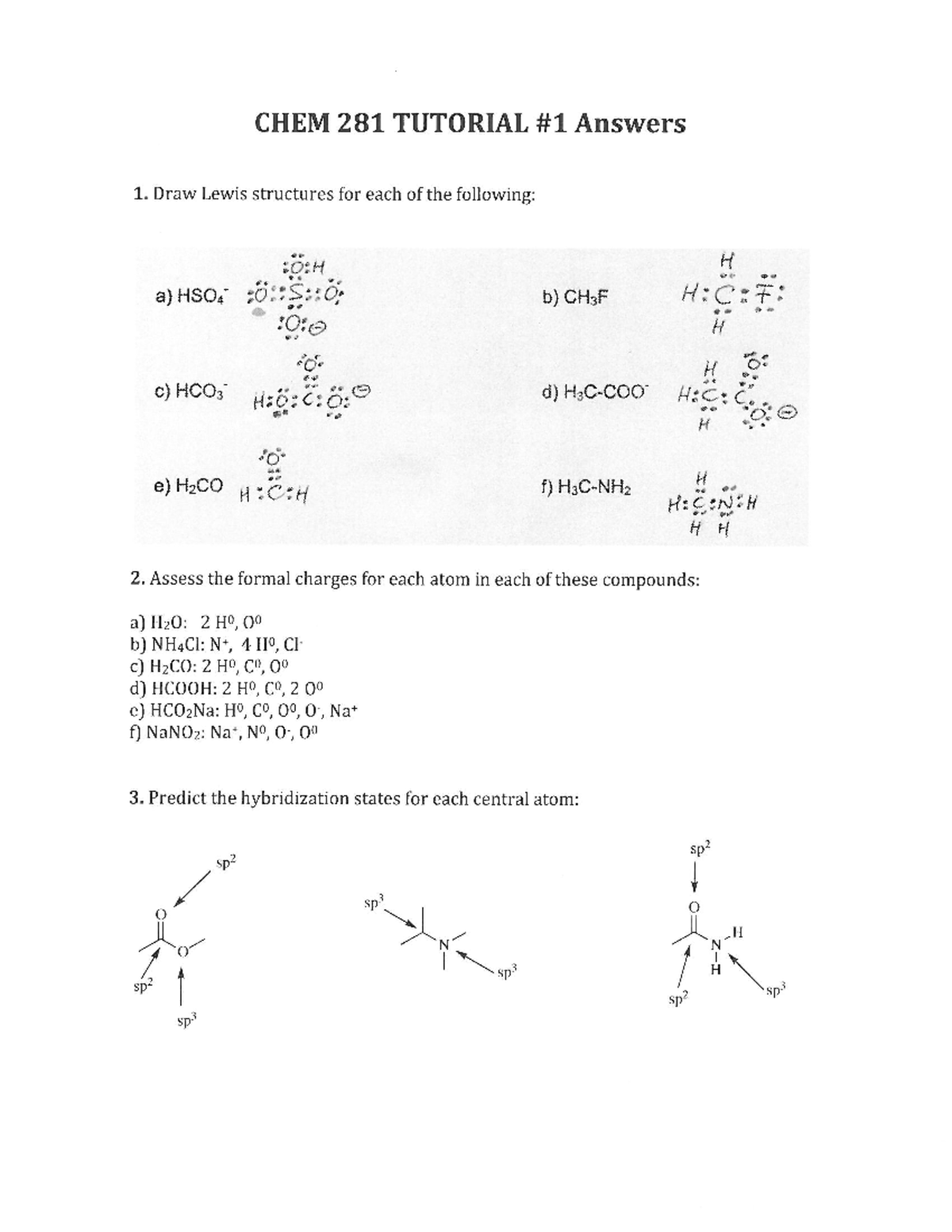 Tutorial work 3, Solutions - CHEM 281 - Studocu