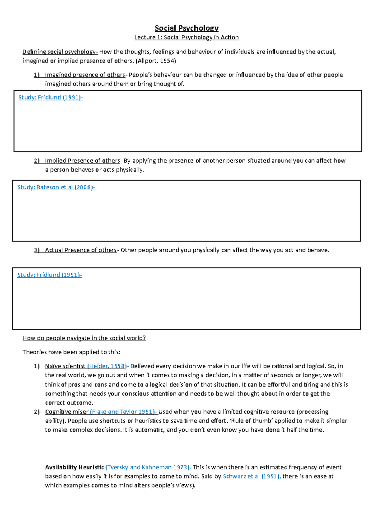 Lecture 1 - Social Psychology Lecture 1: Social Psychology in Action ...
