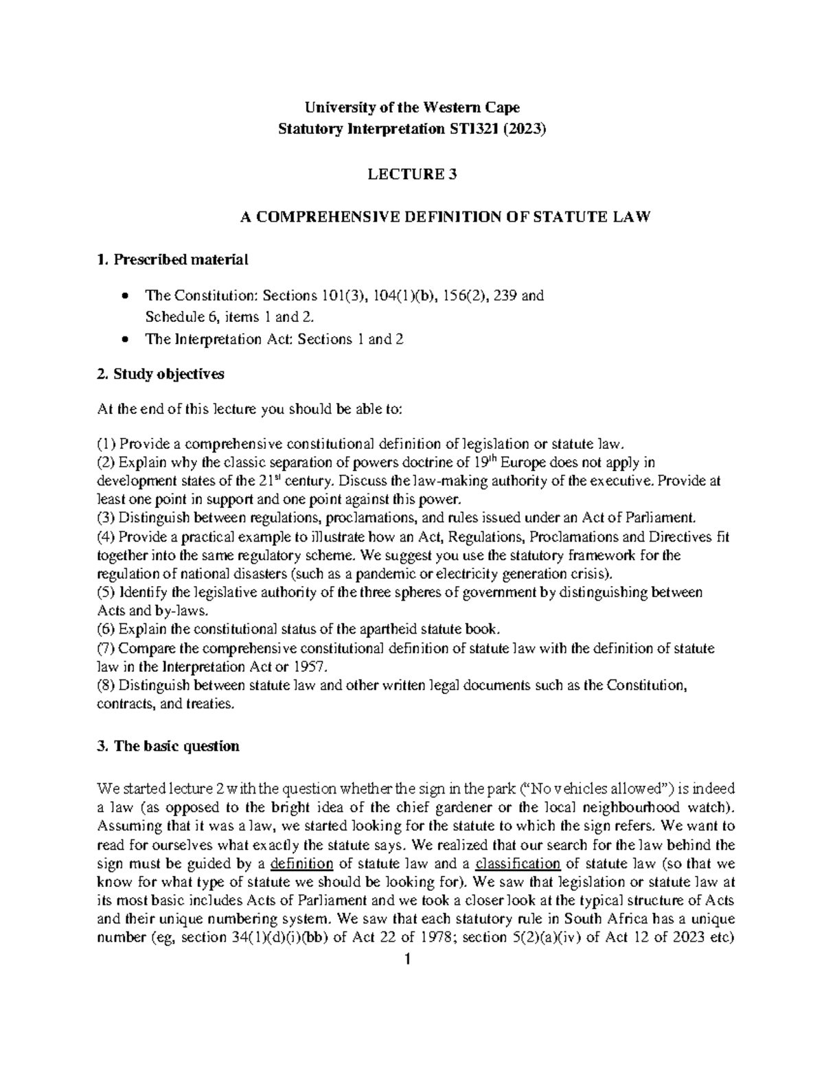 STI-Lecture 3 2023 Comprehensive definition - University of the Western ...