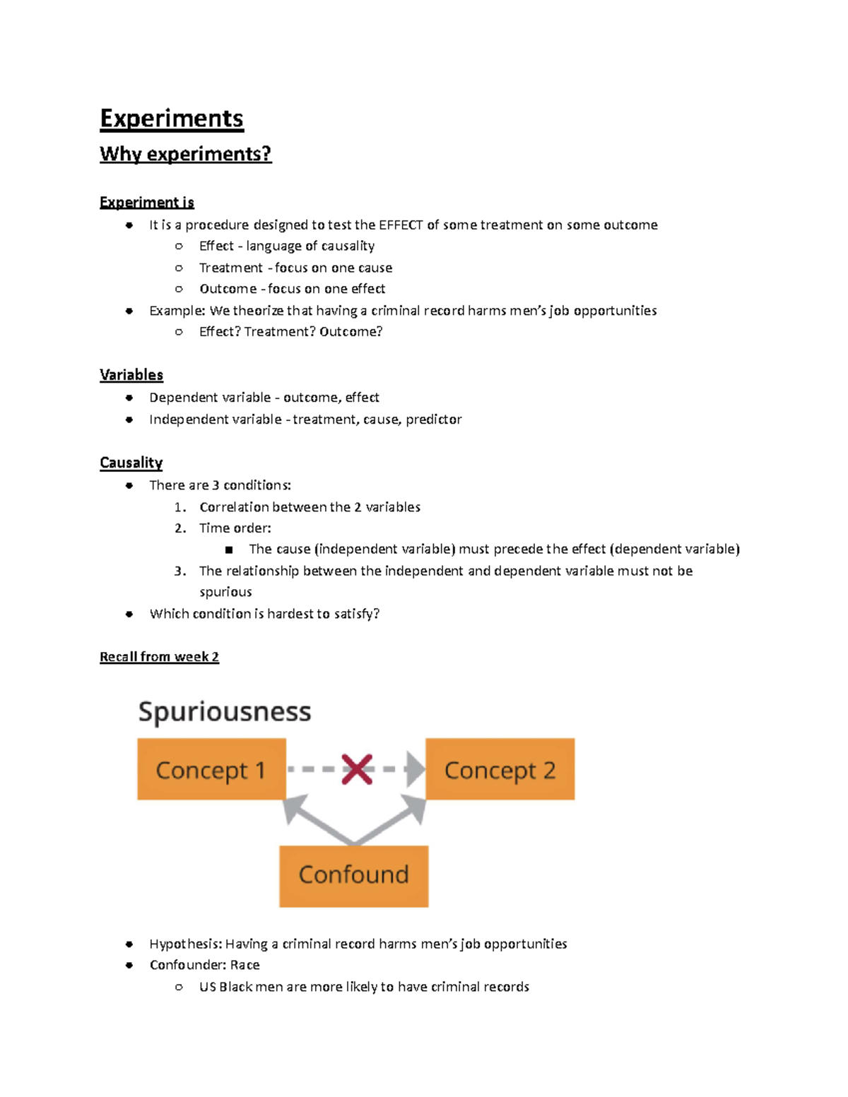 SOC2206 Lecture Notes Week Nine - Experiments Why experiments ...
