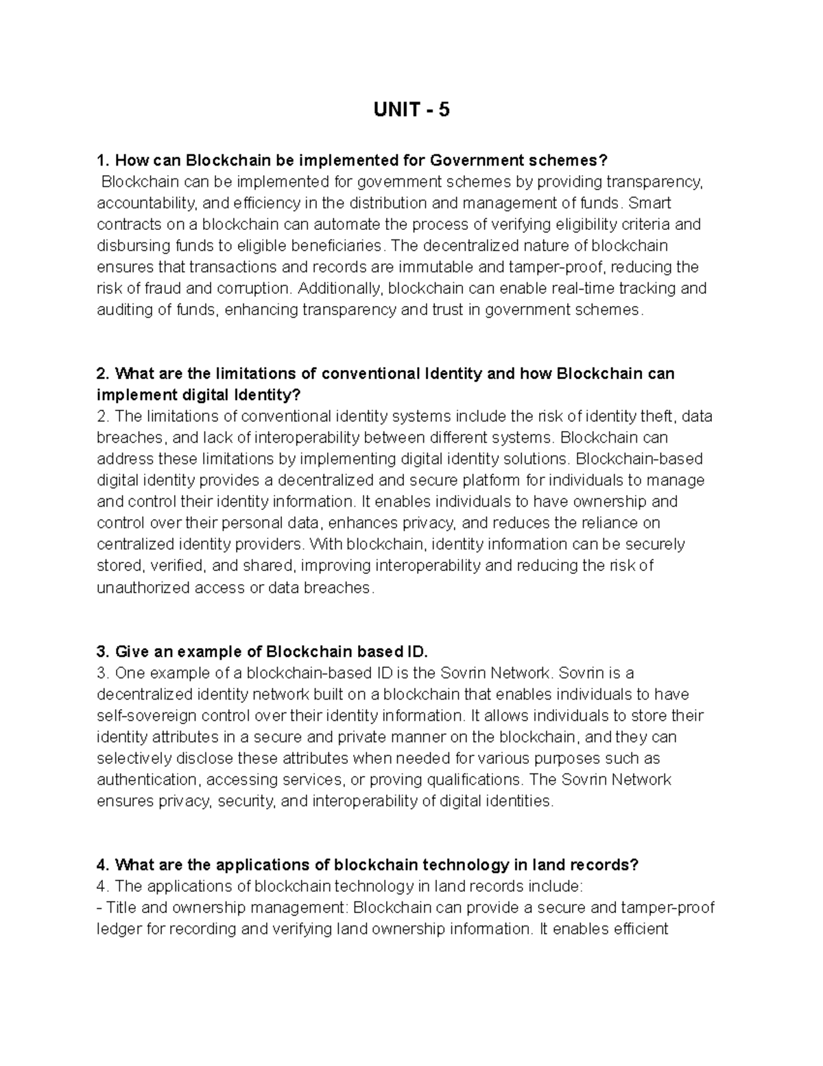 Blockchain Unit - 5 - unit -5 - UNIT - 5 How can Blockchain be implemented for Government ...
