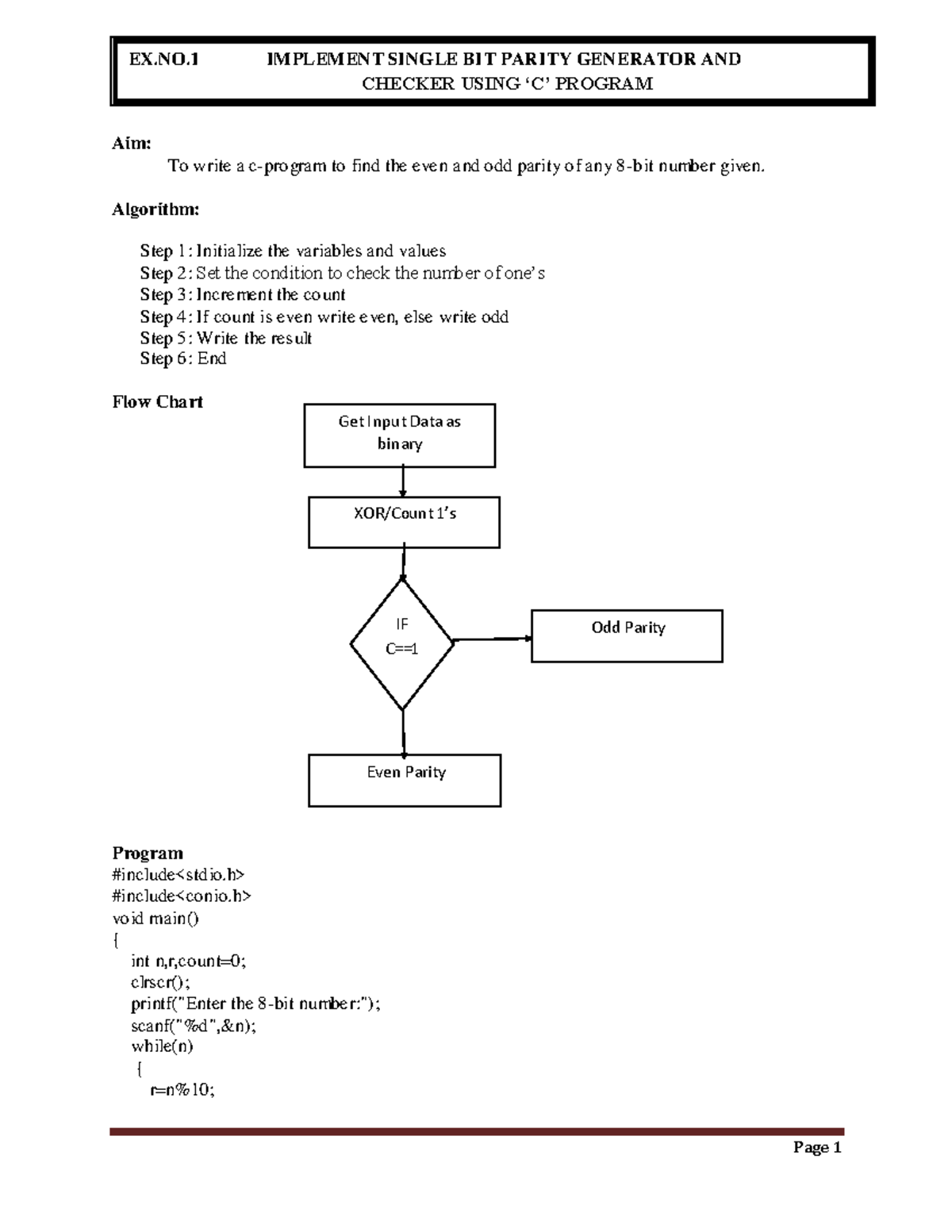 c code Networks Lab - Aim: To write a c-program to find the even and ...