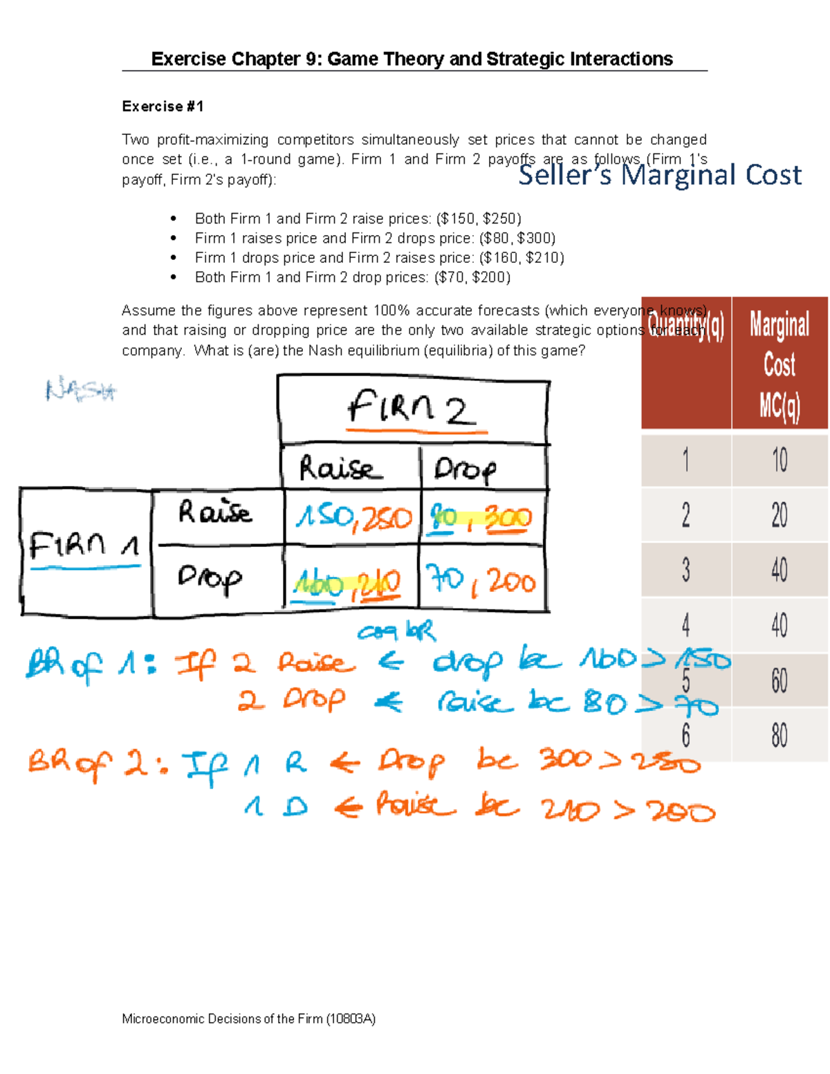 Exercise in class Theme 9 - Exercise Chapter 9: Game Theory and ...