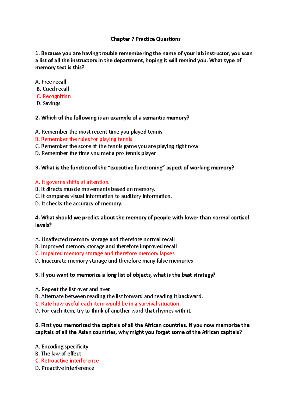 Chapter 7 Practice Questions - Chapter 7 Practice Questions Because you ...
