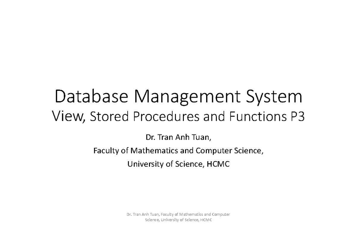 ( Tuanta) DBM 03-Stored Procedures and Functions P3 - Database Management System View, Stored ...