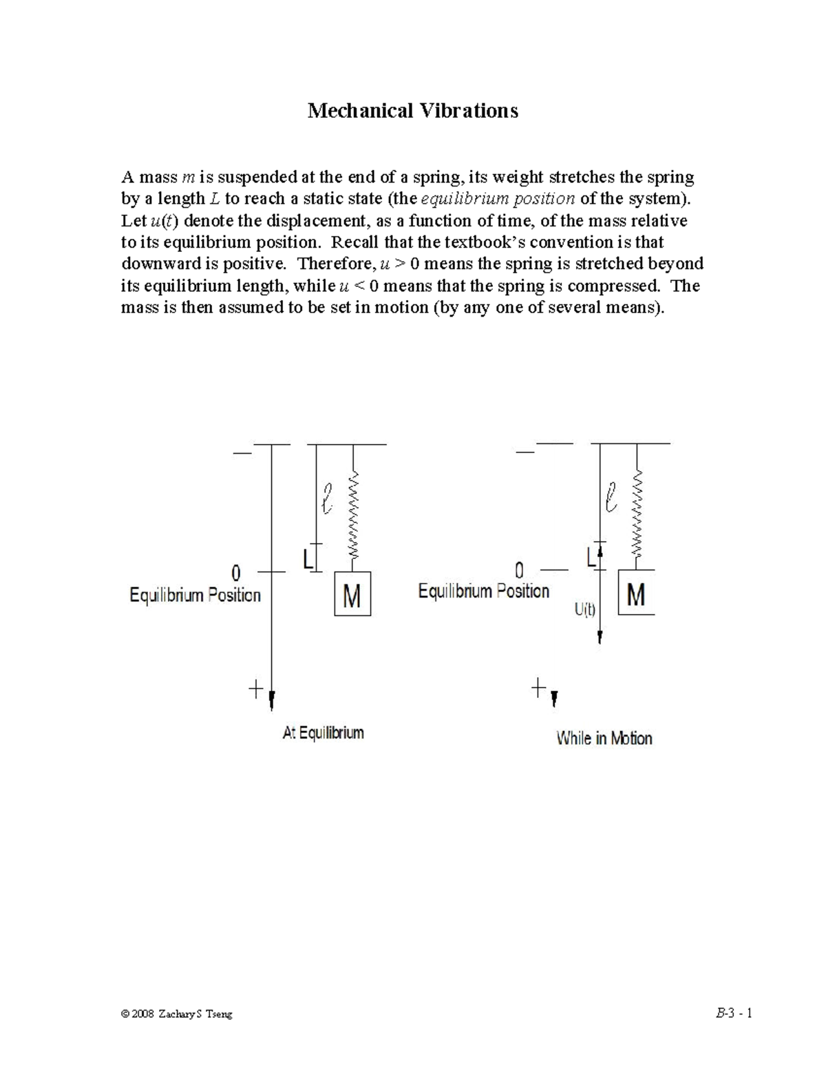 Mechanical vibrations - Let u(t) denote the displacement, as a function of time, of the mass ...