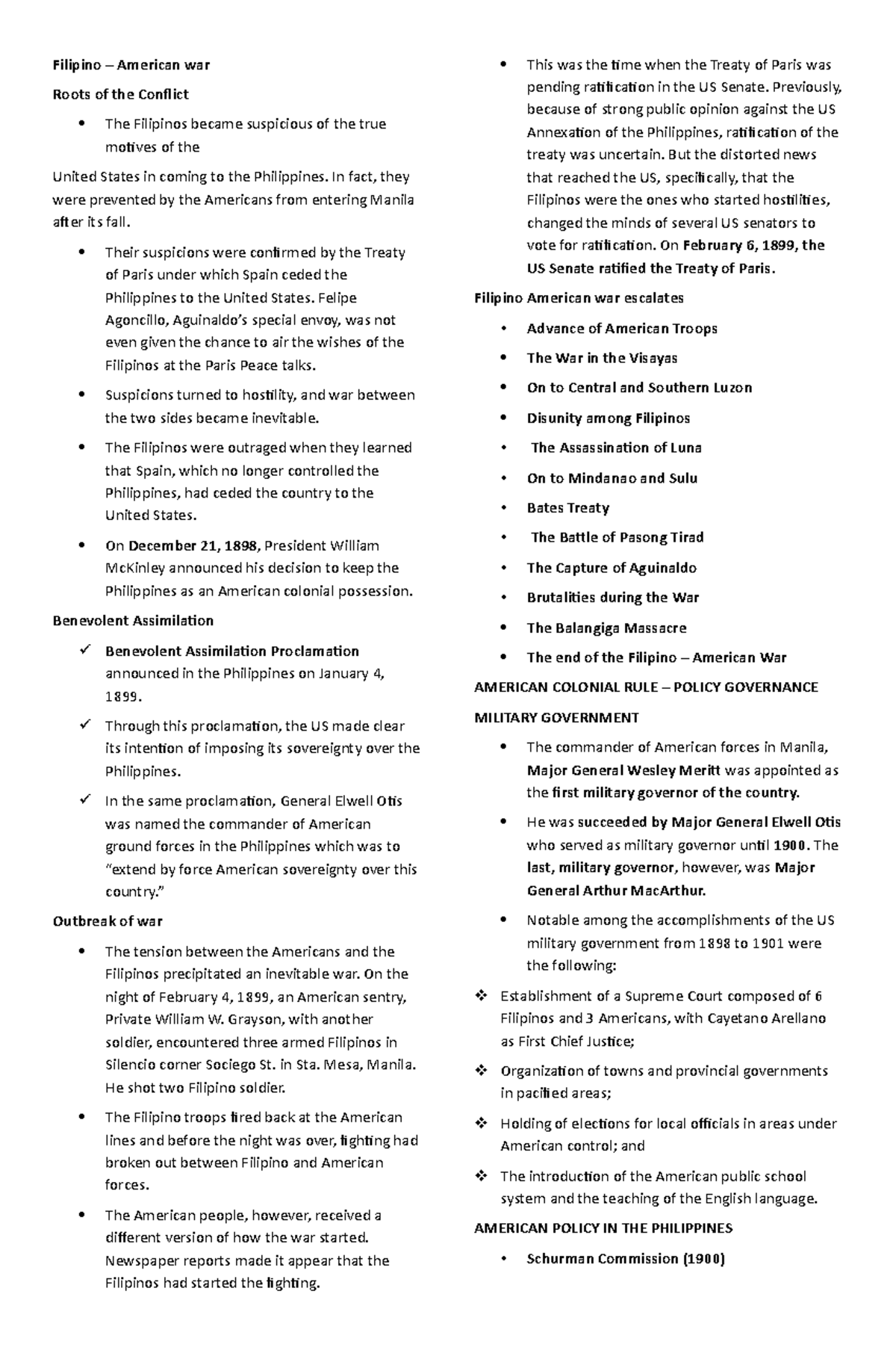 RPH Chapter 5 Finals - Lecture notes 5 - Filipino – American war Roots ...