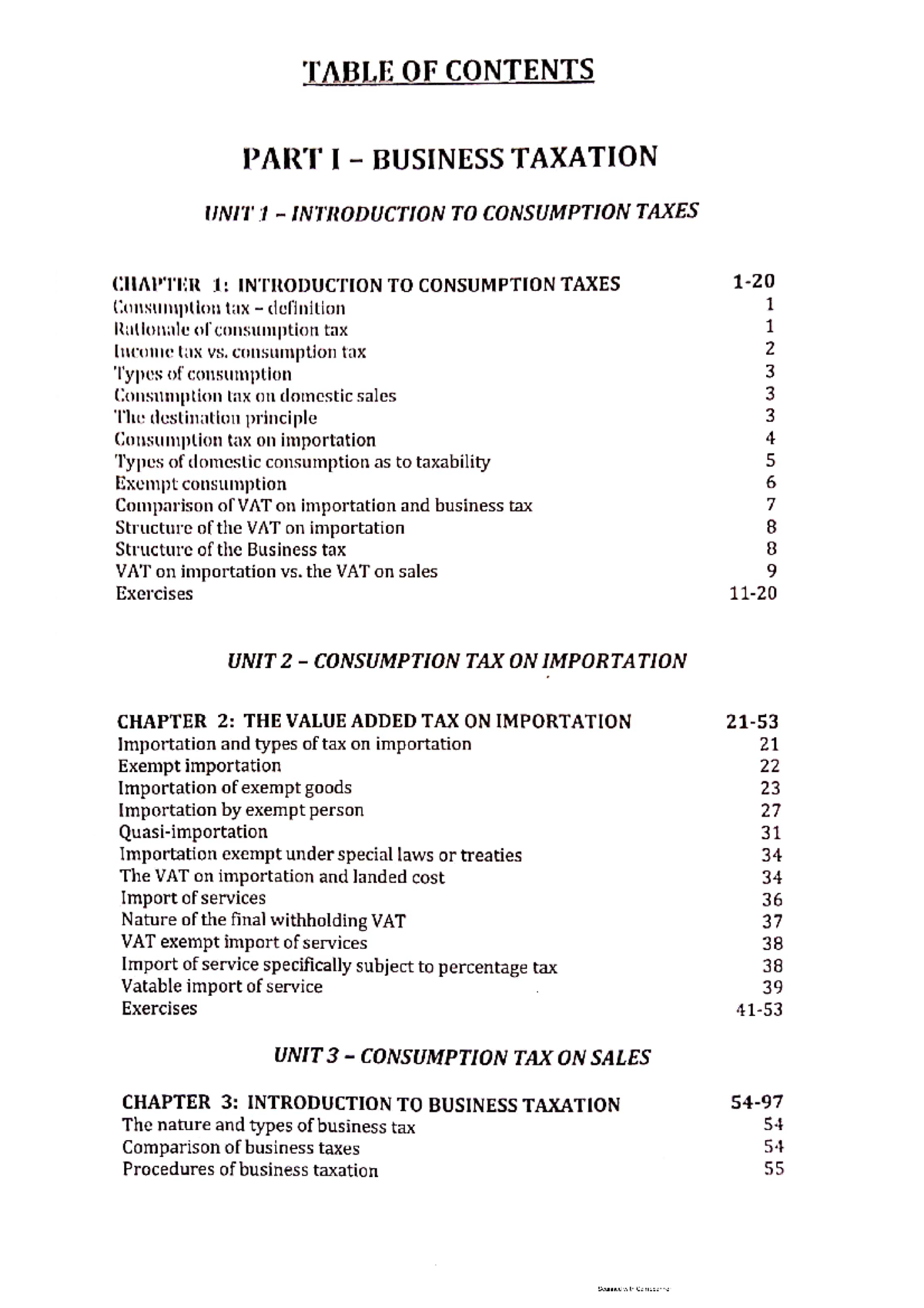 01 Table OF Contents - BS accountancy - Studocu