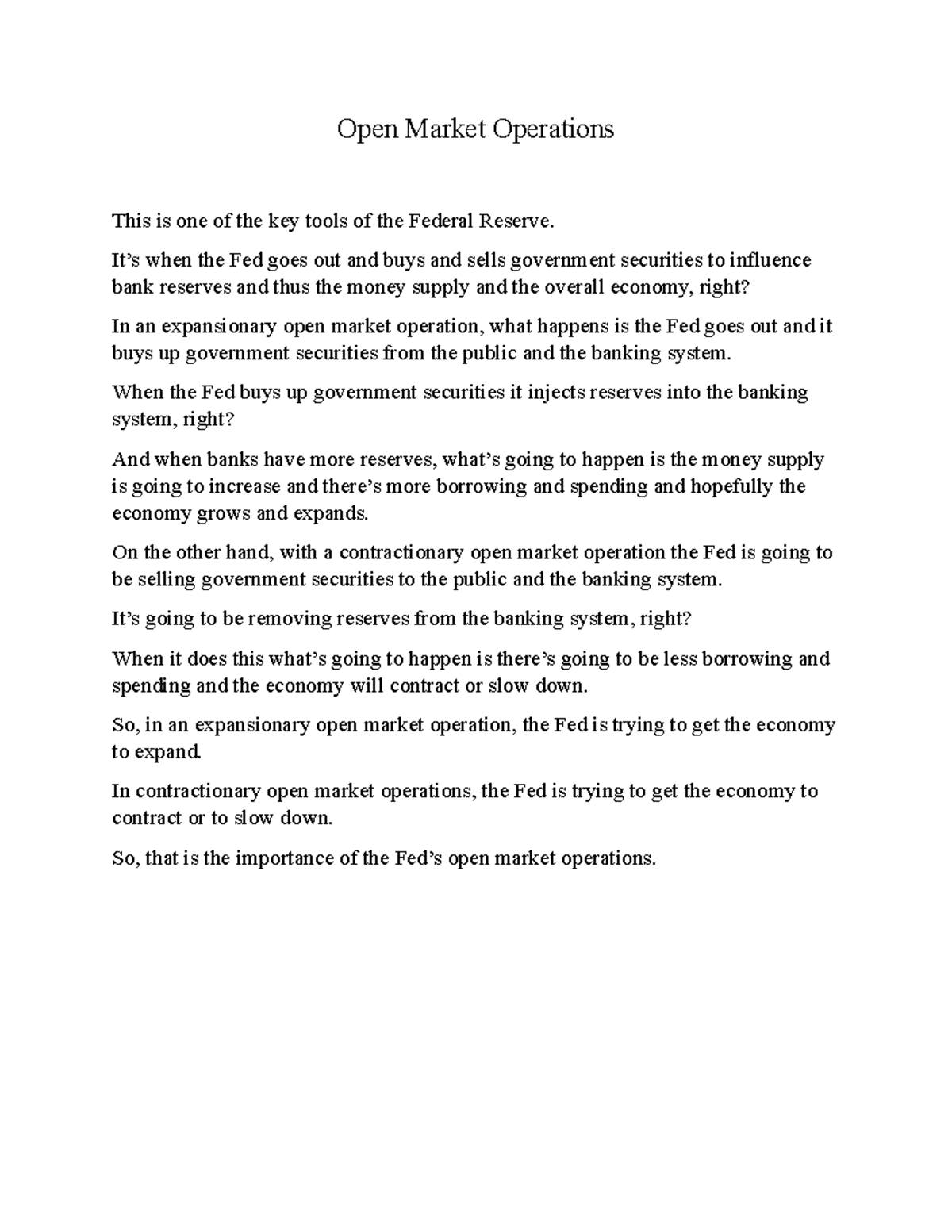 Open Market Operations - Open Market Operations This is one of the key ...