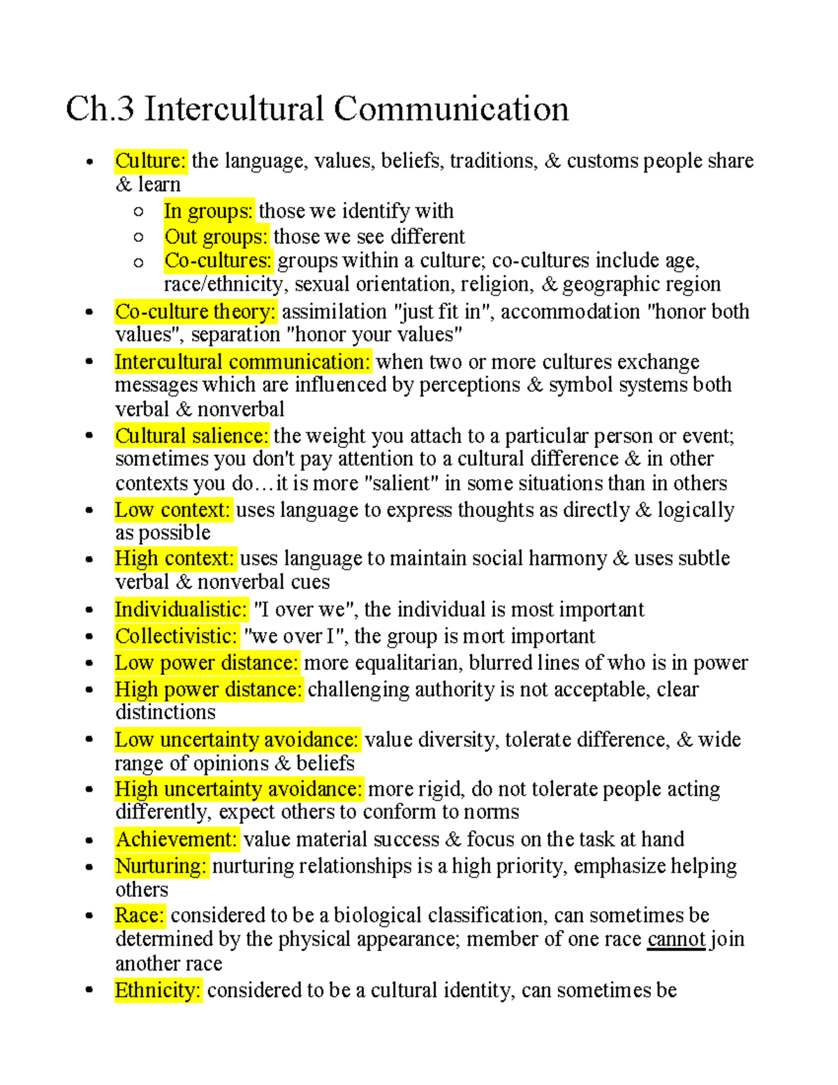 Ch.3 Intercultural Communication - Culture: the language, values ...