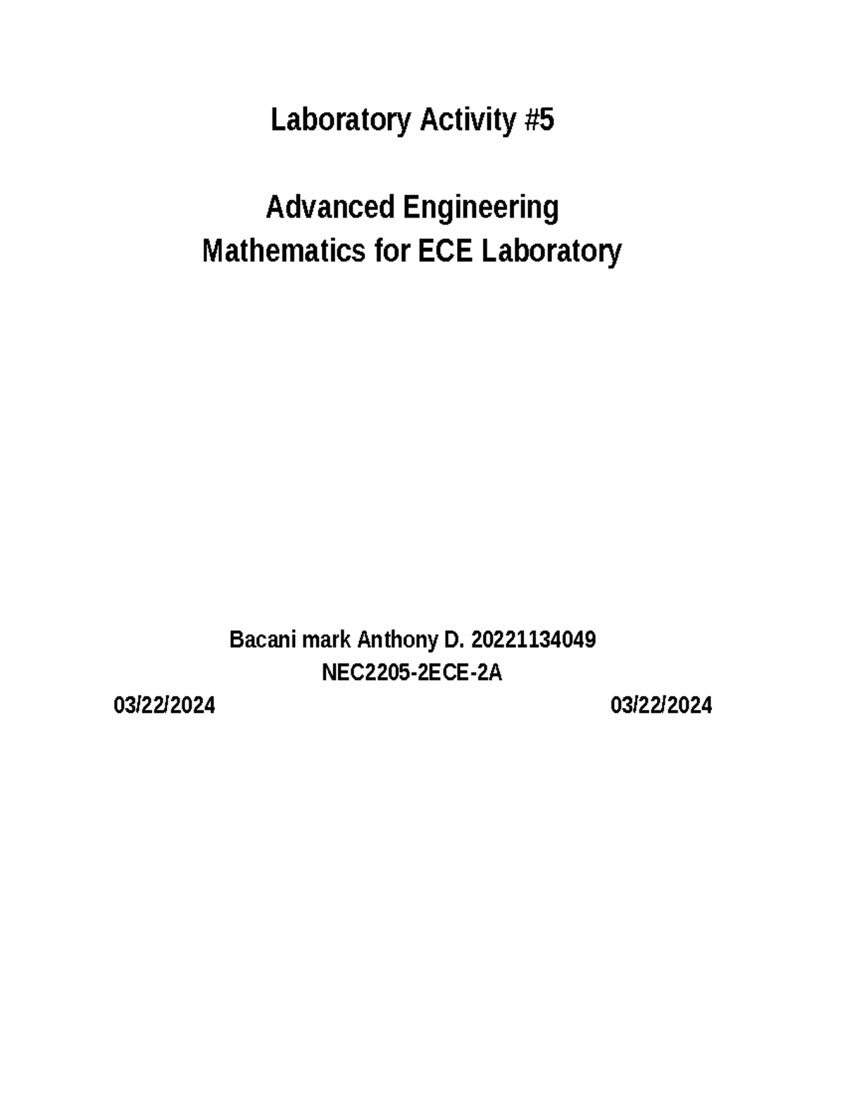 Laboratory Activity # 5bacani - Laboratory Activity # Advanced ...