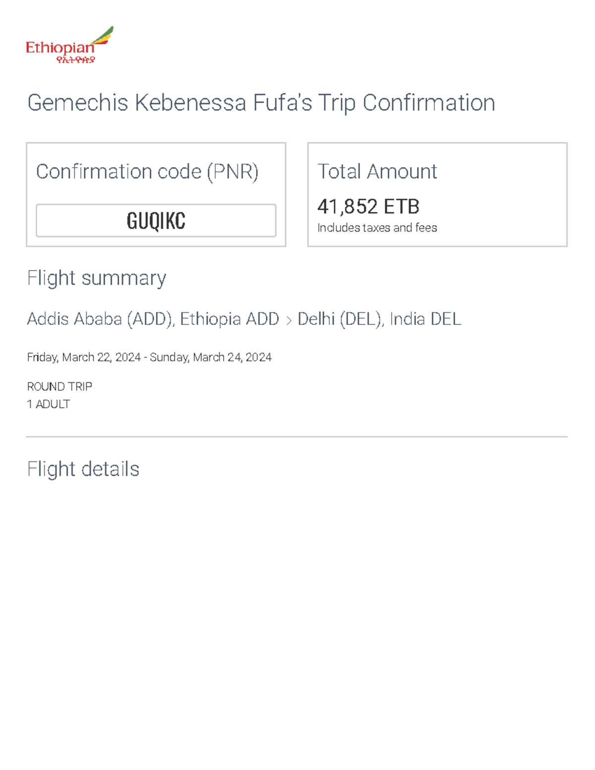 Economics industrial - Gemechis Kebenessa Fufa's Trip Confirmation Confirmation code (PNR ...