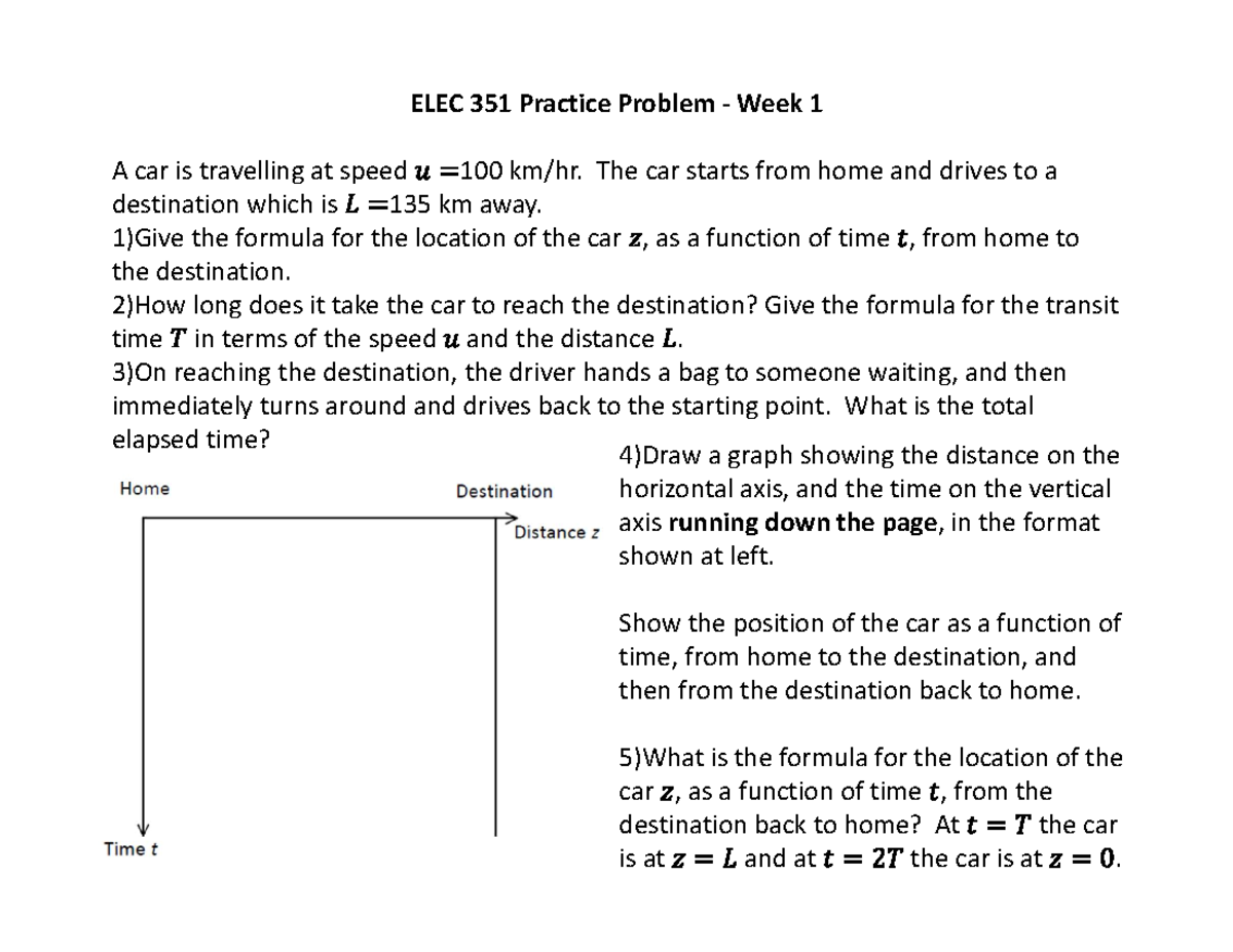 Practice 1/workshop 1 solutions - ELEC 351 Practice Problem - Week 1 A ...