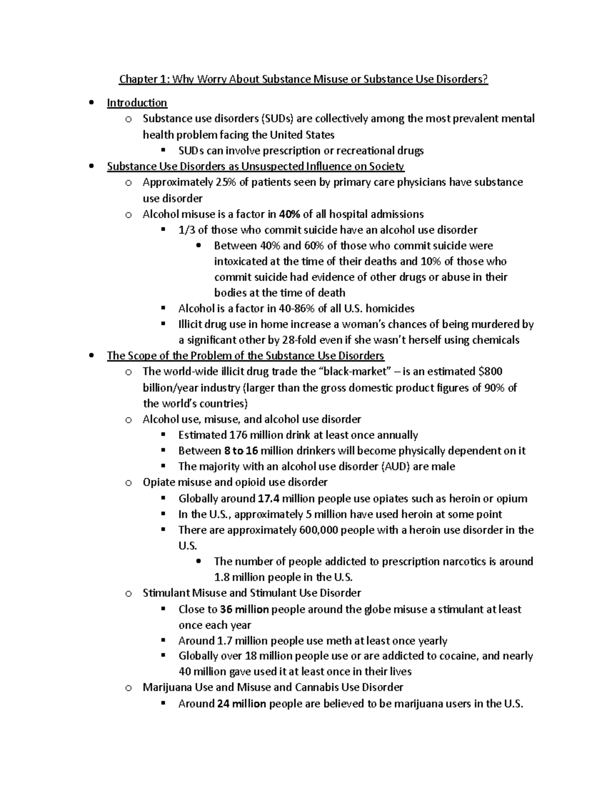 Chapter 1 PP Notes - Chapter 1: Why Worry About Substance Misuse or ...