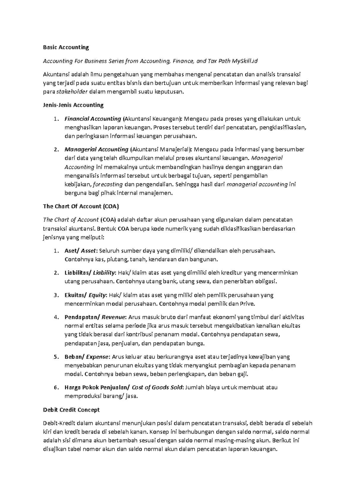 Basic Accounting - Basic Accounting Accounting For Business Series from ...