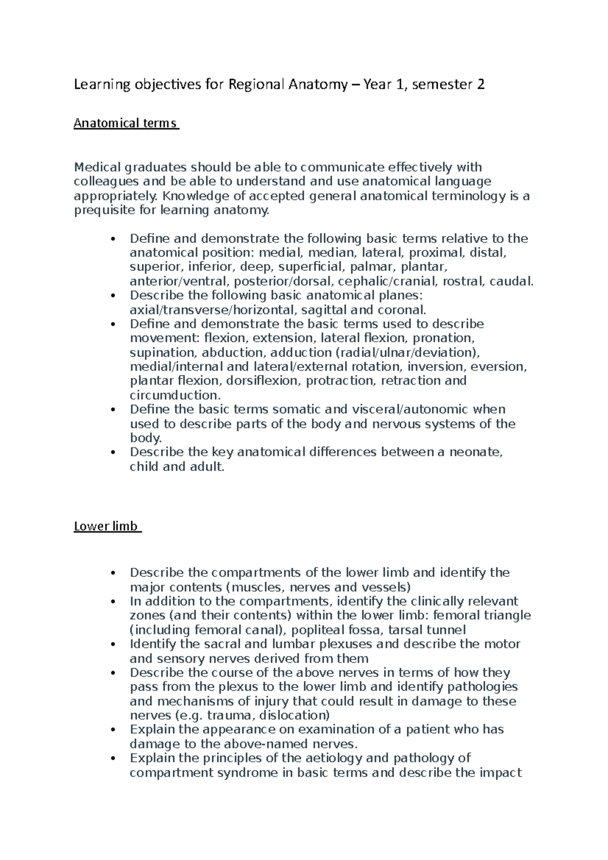 RA Objectives Learning Outcomes Learning Objectives For Regional