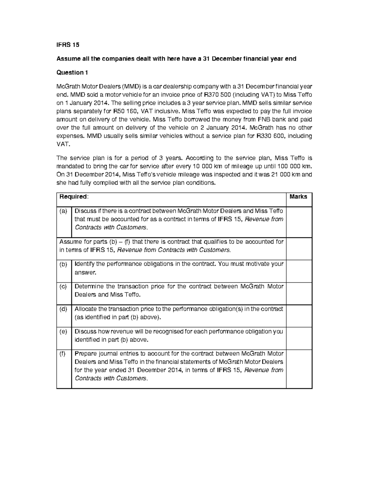 11 IFRS 15 Mc Grath Question IFRS 15 Assume All The Companies