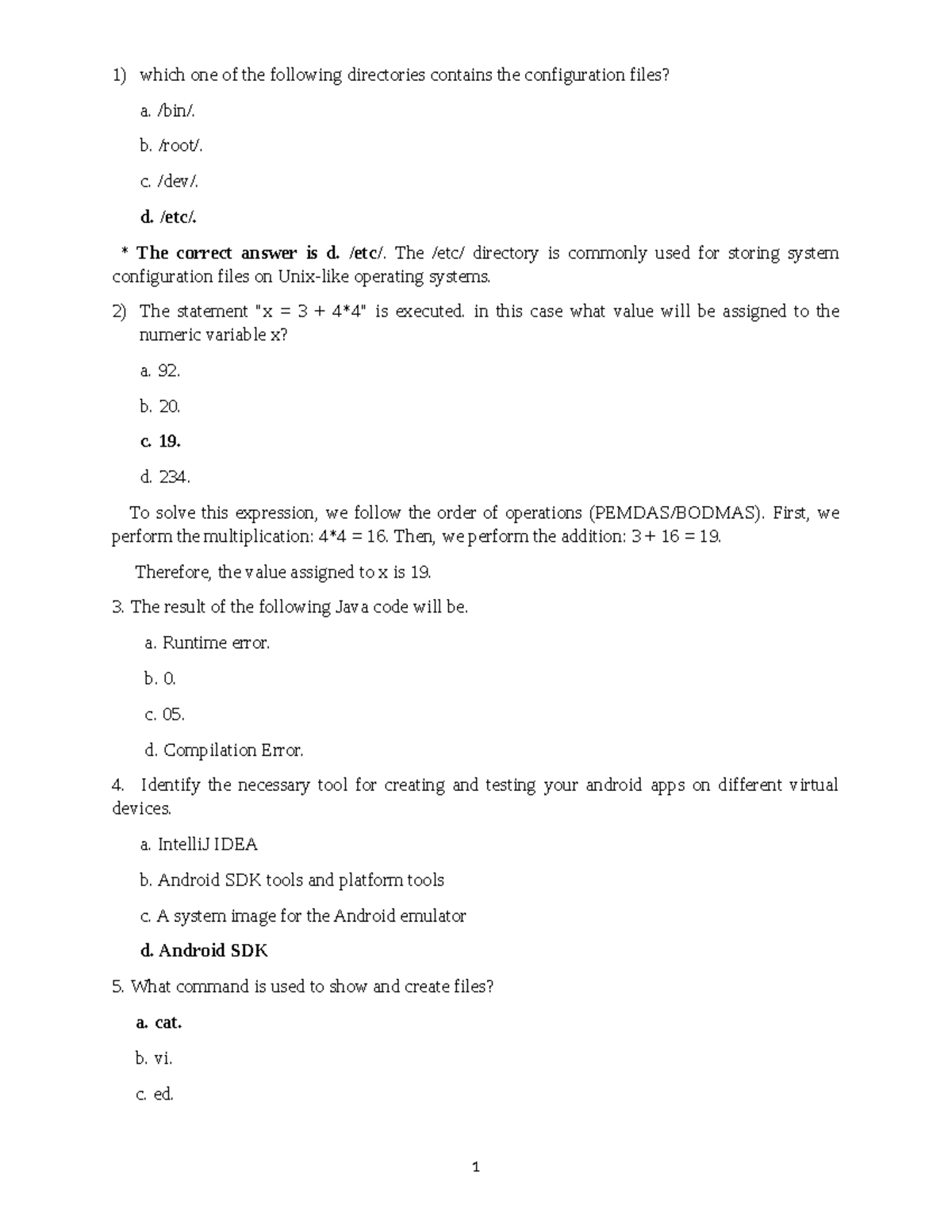 New Model Exam IT 1 74 - which one of the following directories contains the configuration files ...