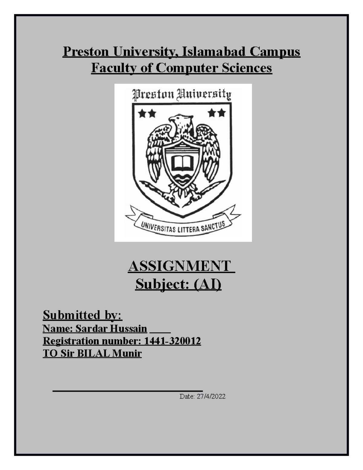 Wirless assignment - Preston University, Islamabad Campus Faculty of ...