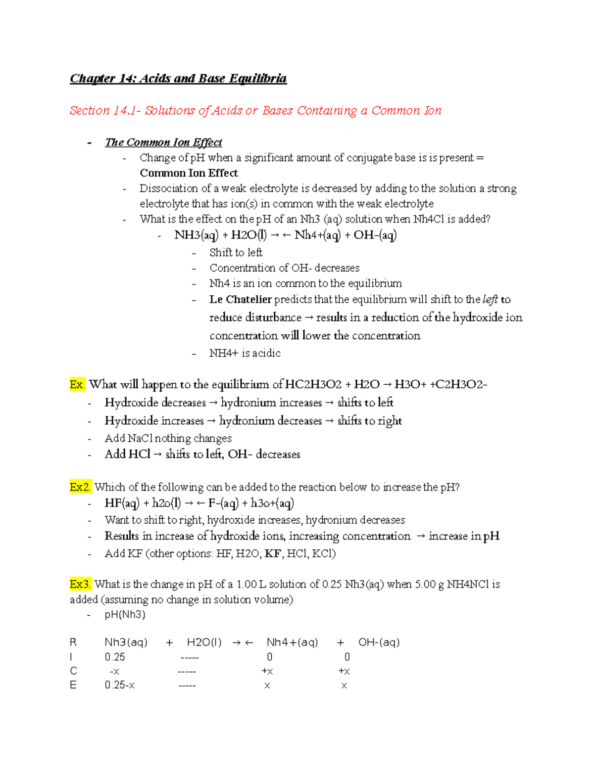 Chemistry 102 Ch. 14 Lecture Notes - Chapter 14: Acids and Base ...