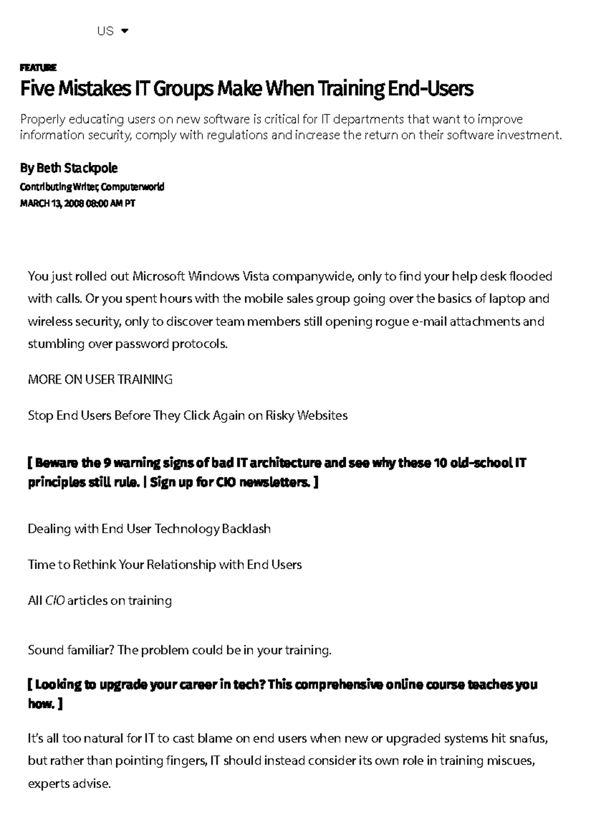 Five Mistakes IT Groups Make When Training End-Users CIO - By Beth ...