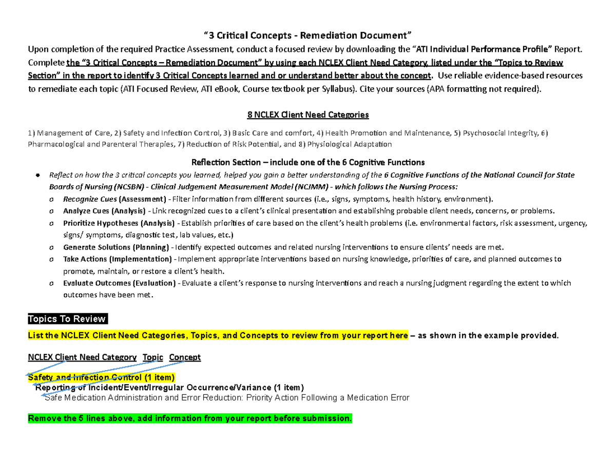 Practice B leadership - ATI proctor - “3 Crical Concepts - Remediaon ...