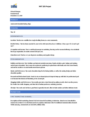 MKT-205 Module 5 Milestone - 1 Module Five Milestone Worksheet: Place ...