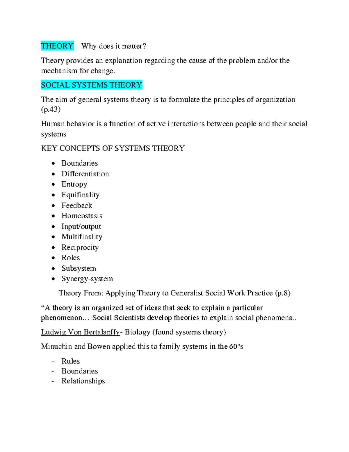 Soc-386 Notes.. - THEORY Why does it matter? Theory provides an ...