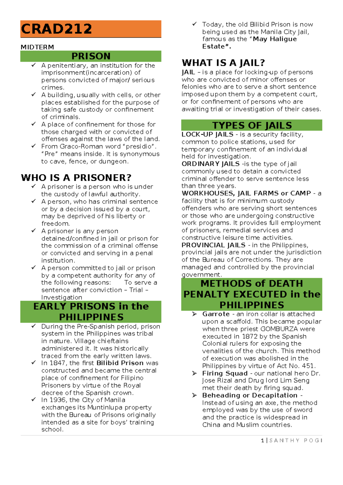 CRAD212- Midterm - Correctional Administration - CRAD MIDTERM PRISON A ...