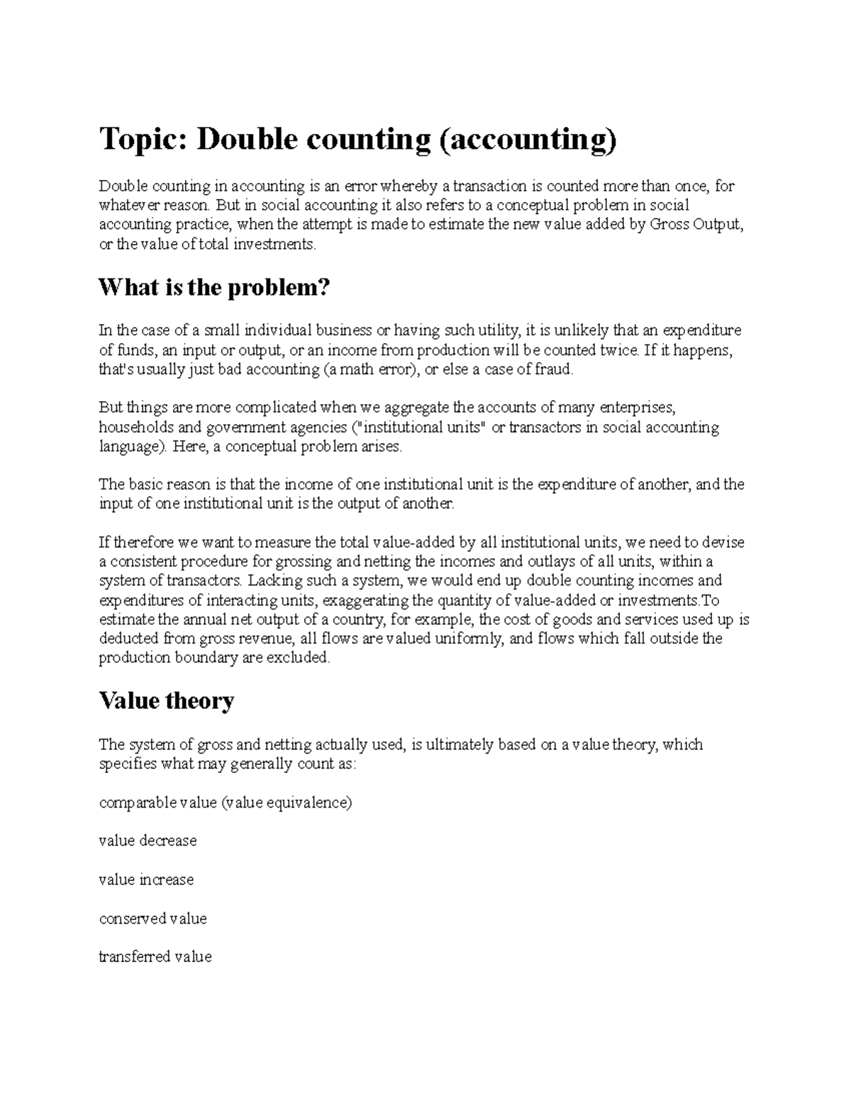 Double counting (accounting) - Topic: Double counting (accounting ...
