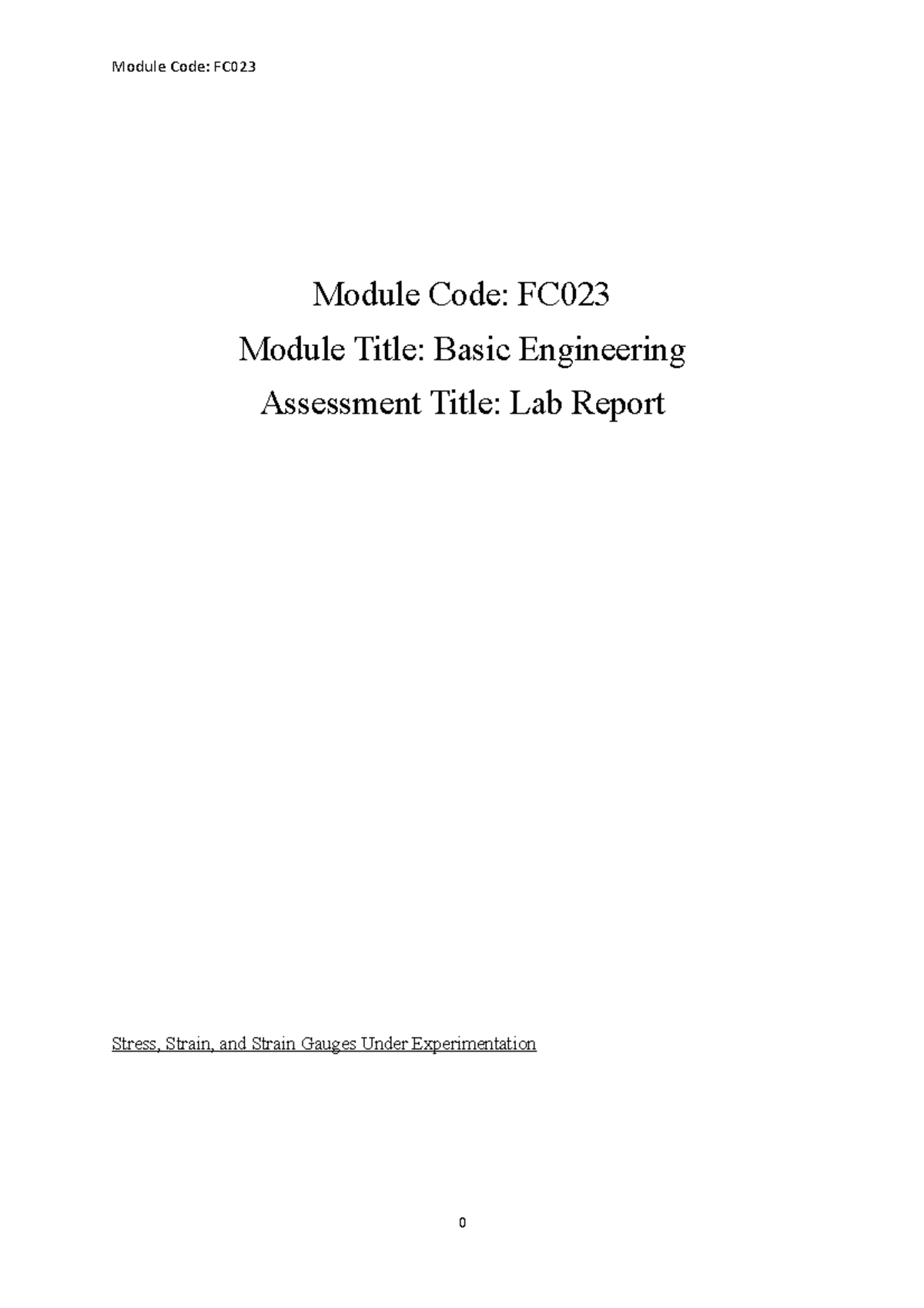 Lab Report 6 Theory - Logbook Exercises - Module Code: FC Module Title: Basic Engineering ...