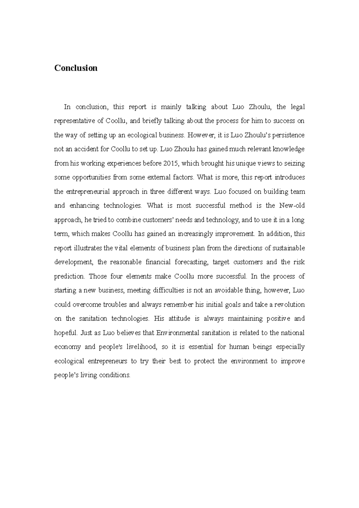 ConclusionACCT1Group 6 bmo2203 Entrepreneurship - Conclusion In ...