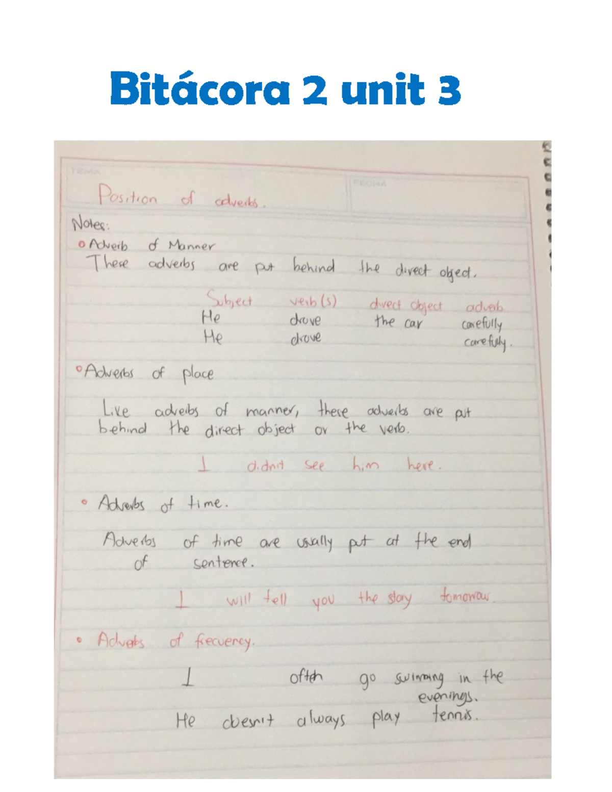 Bitacora 2 - Inglés V - Bit·cora 2 unit - Studocu