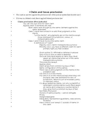 Civil Procedure outline - Civil Procedure Outline Part 1: What process ...