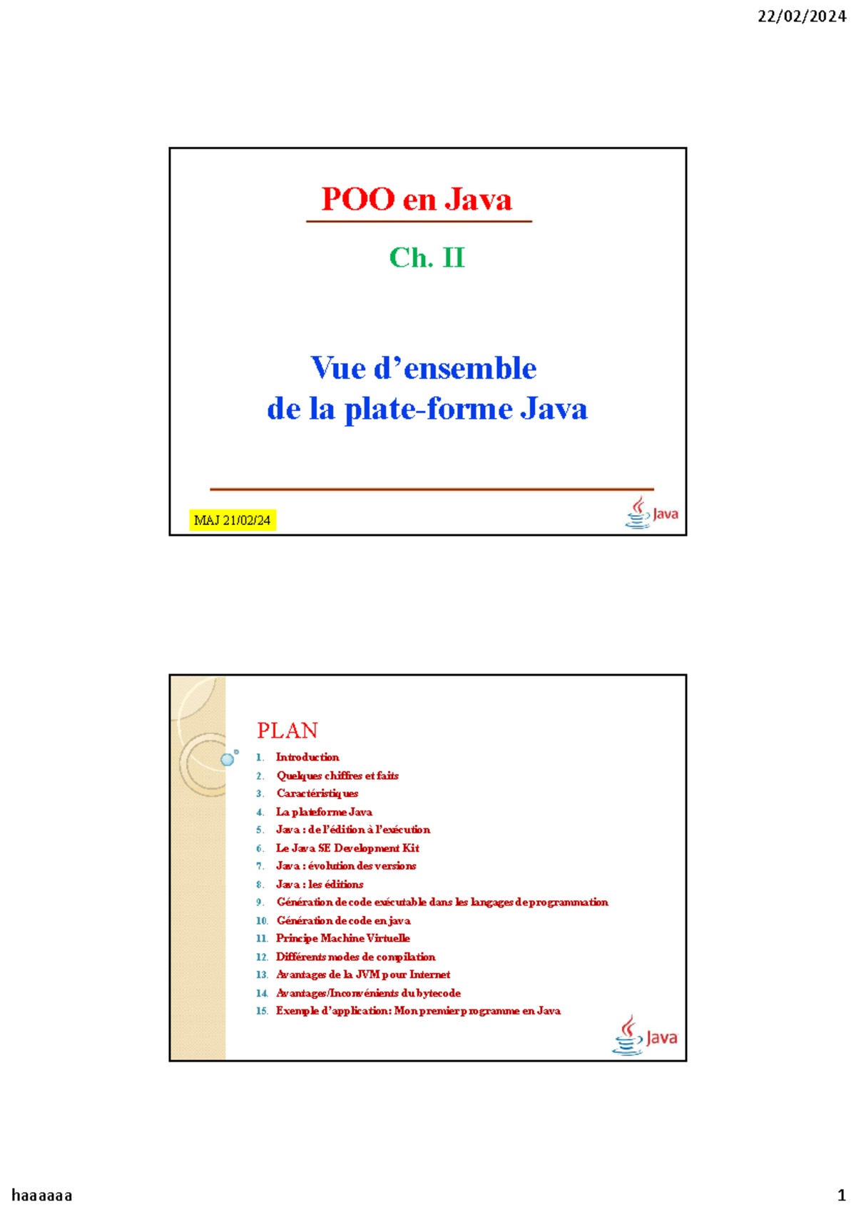 @ Ch 02 POO-Java Allali Atsii Fev24 - POO en Java Ch. II Vue d’ensemble de la plate-forme Java ...