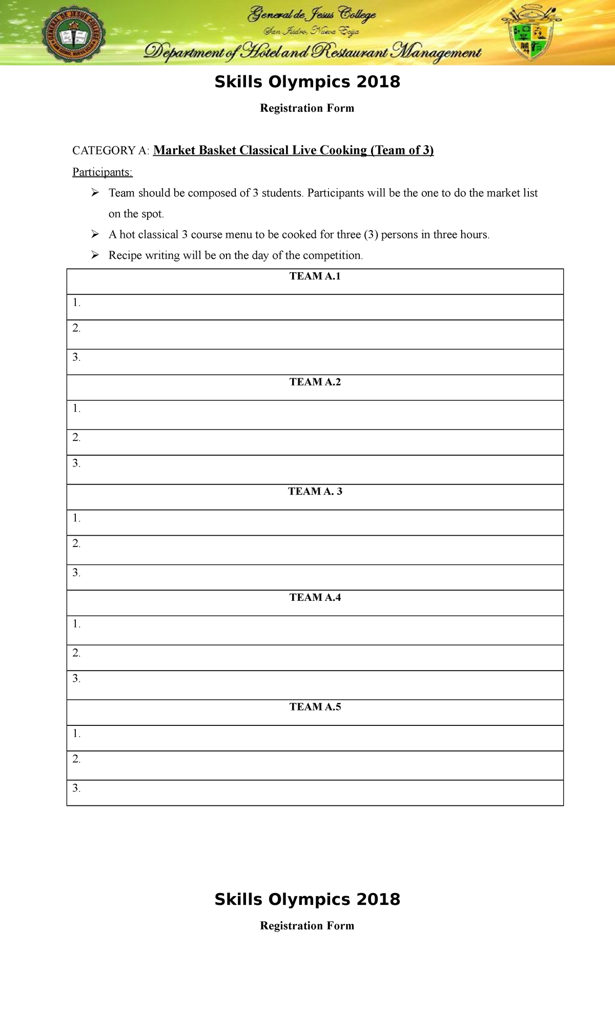 Skills Olympics 2015 Registration - Participants will be the one to do ...