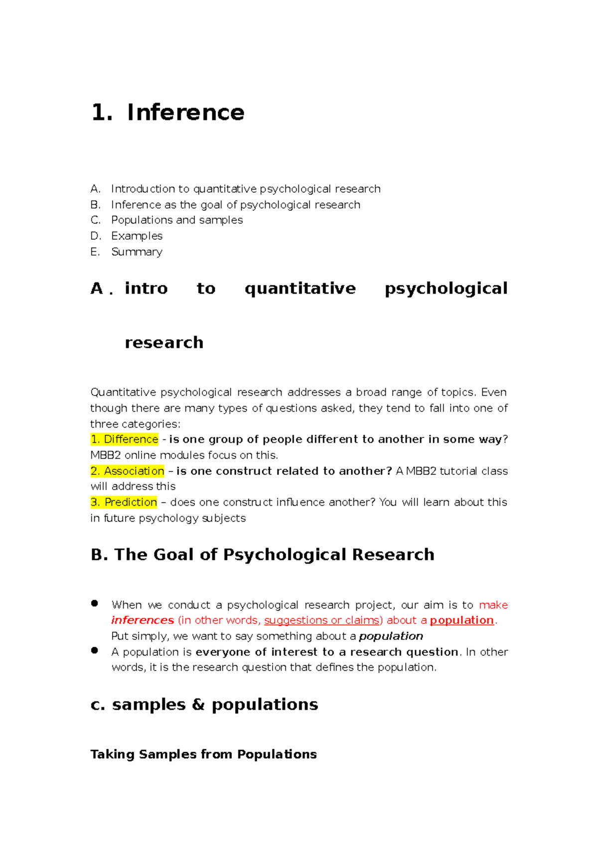Research method - 10004 - 1. Inference A. Introduction to quantitative ...