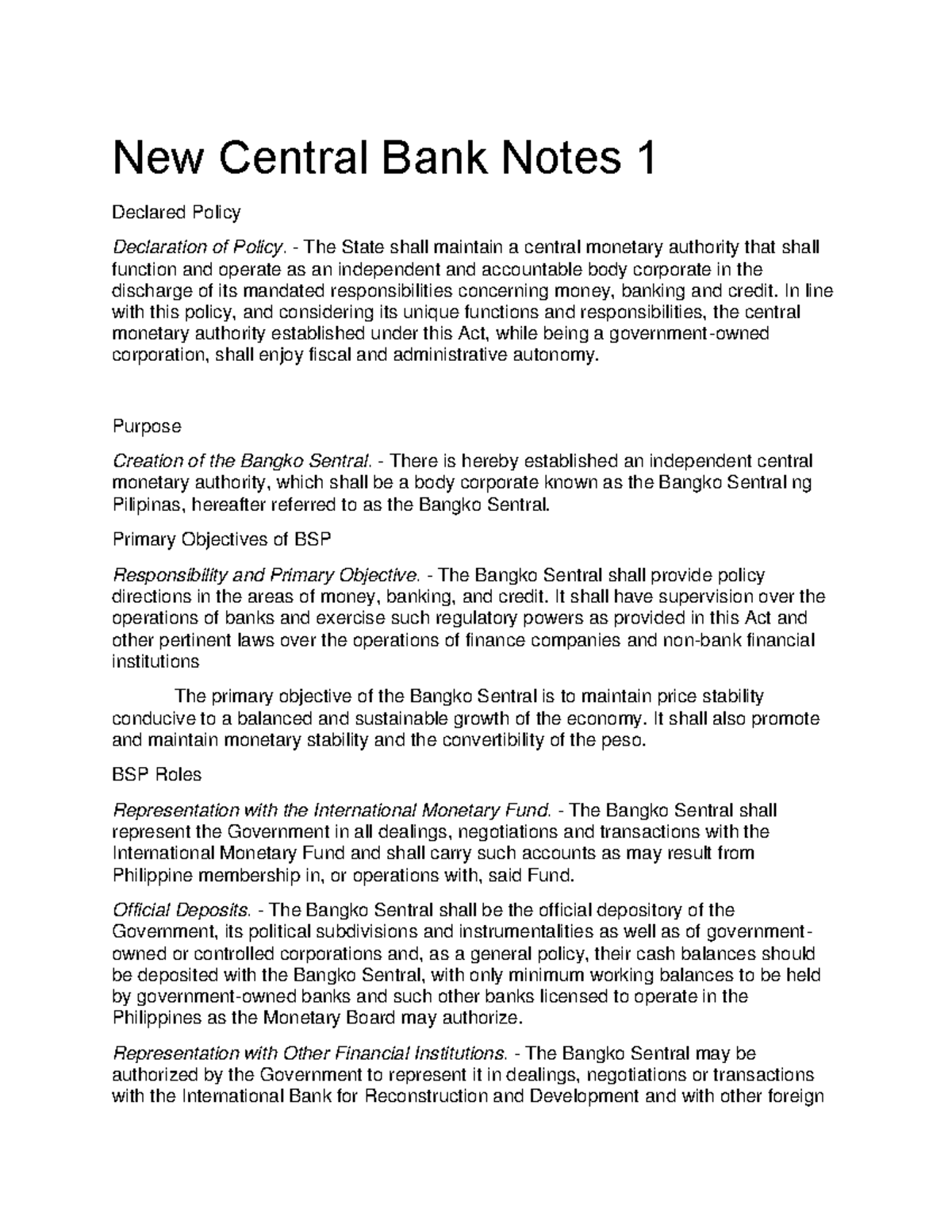 new cetnat bak ac - New Central Bank Notes 1 Declared Policy ...