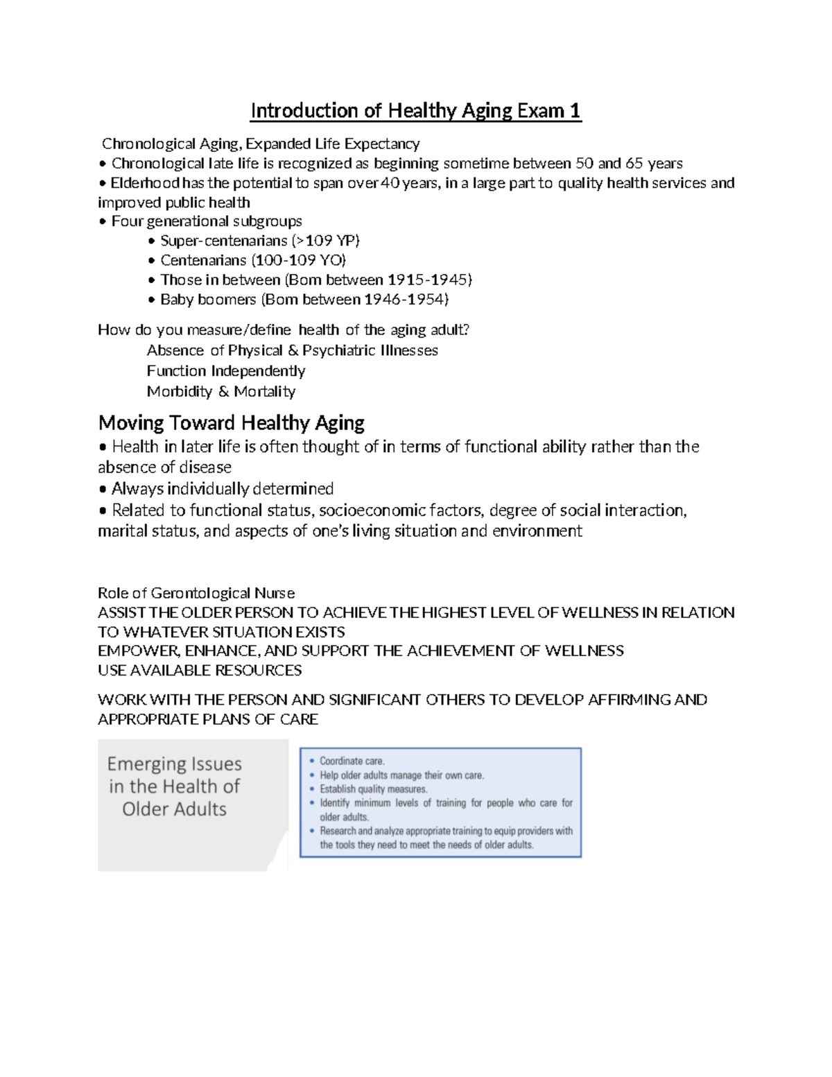 Exam 1 - Exam 1 - Introduction of Healthy Aging Exam 1 ...