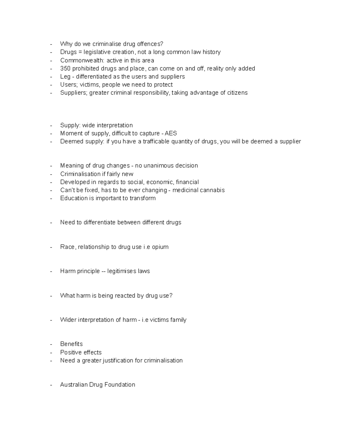 Drug lecture notes - LLB 180 - UOW - Studocu