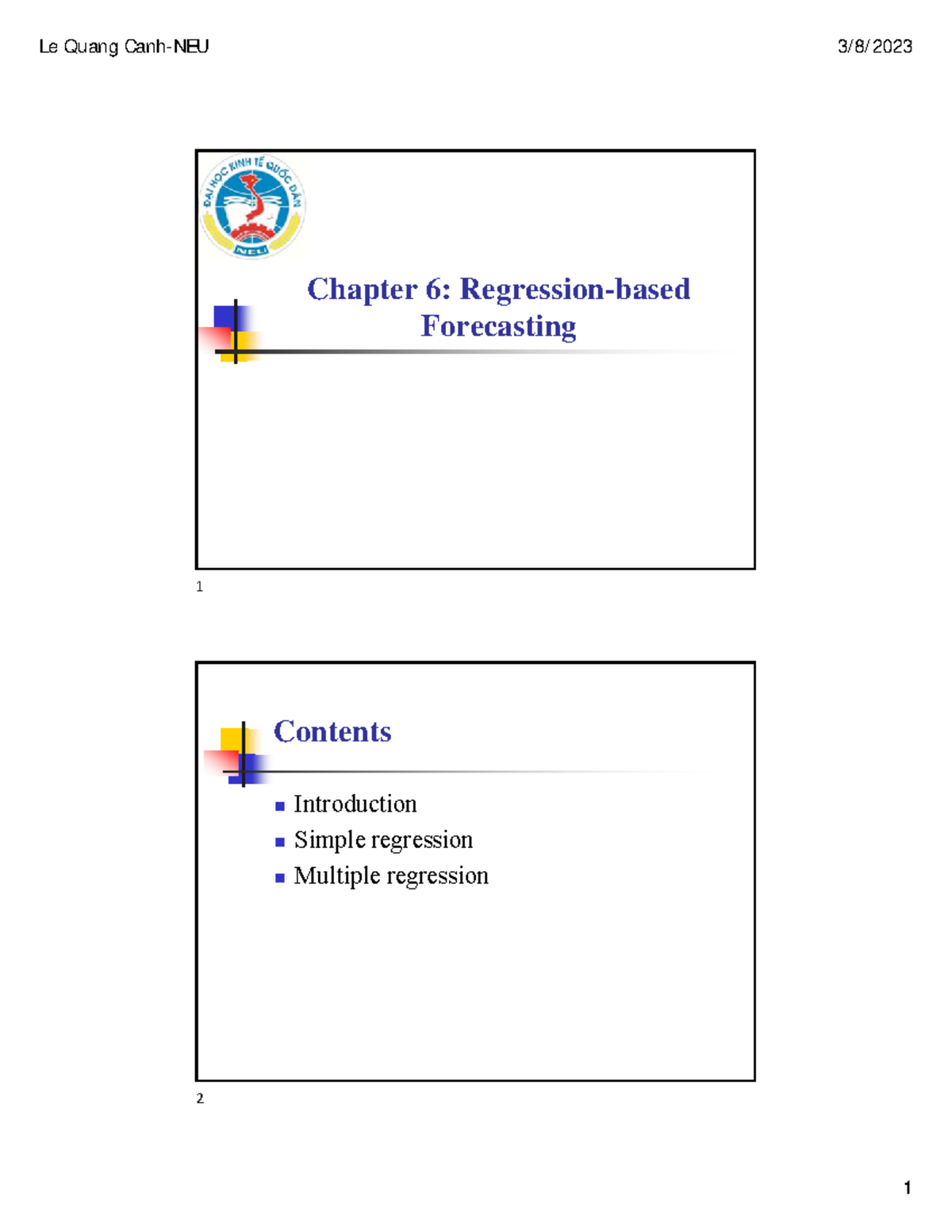Chapter 6-Regression for forecasting - Chapter 6: Regression-based ...