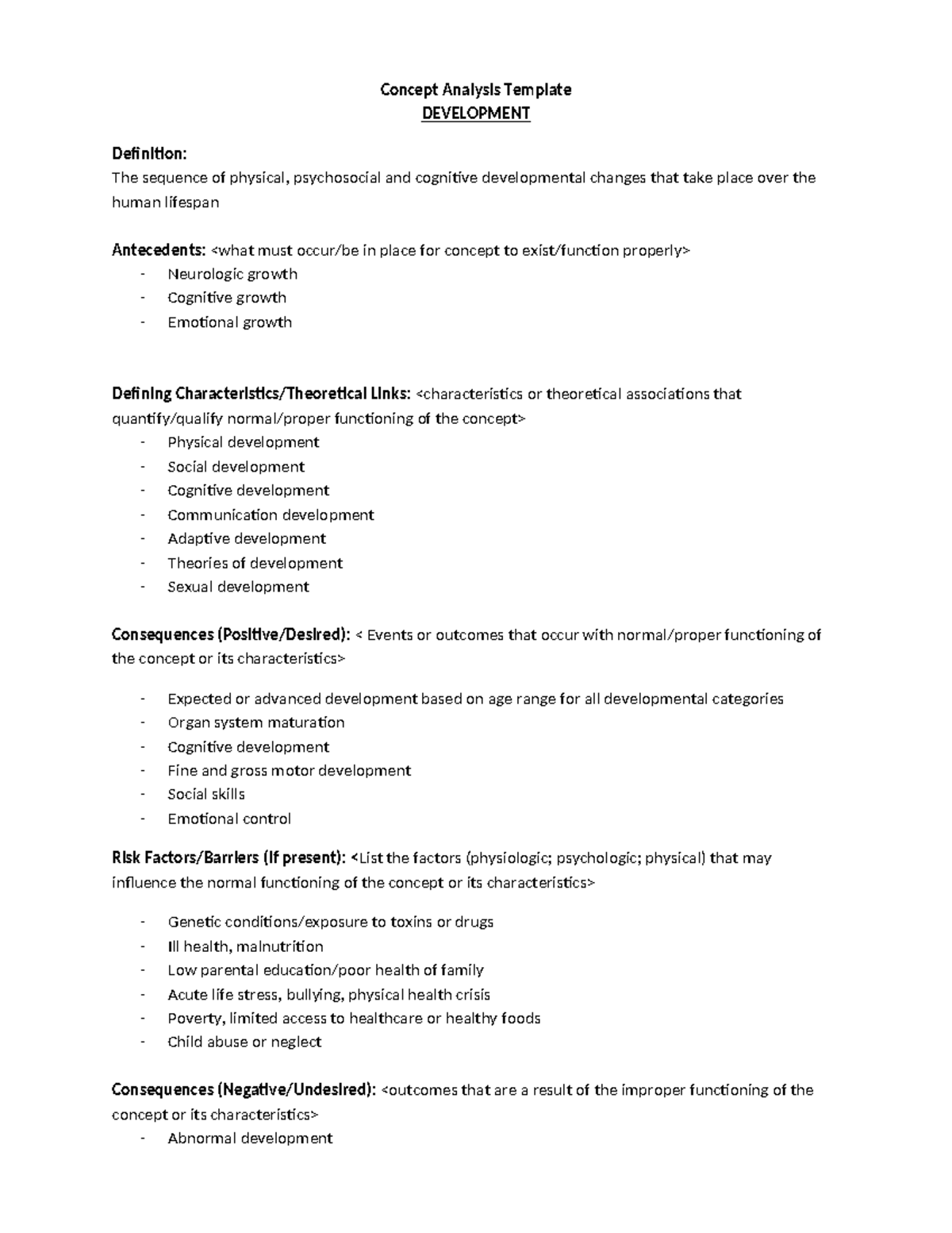 SV Concept Analysis Development - Concept Analysis Template DEVELOPMENT ...