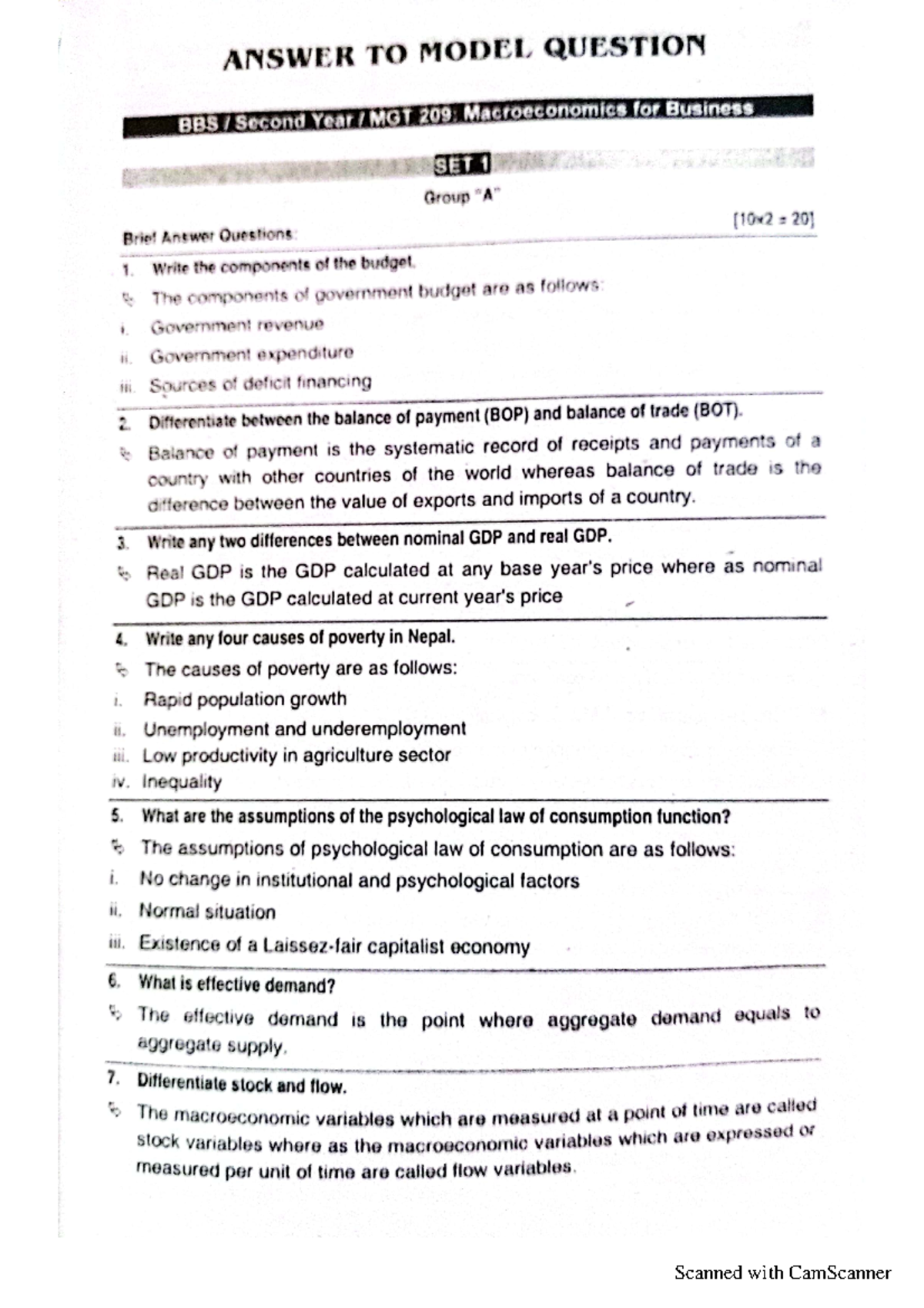 Model question Solution - Business economics - Scanned with CamScanner Scanned with CamScanner ...
