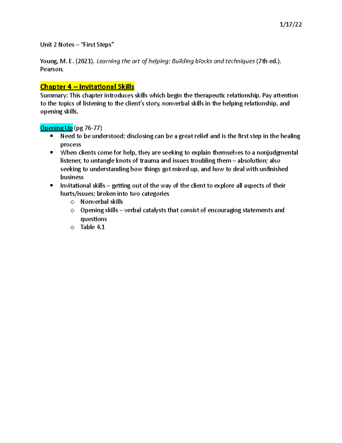 Unit 2 Notes - Unit 2 Notes – “First Steps” Young, M. E. (2021 ...
