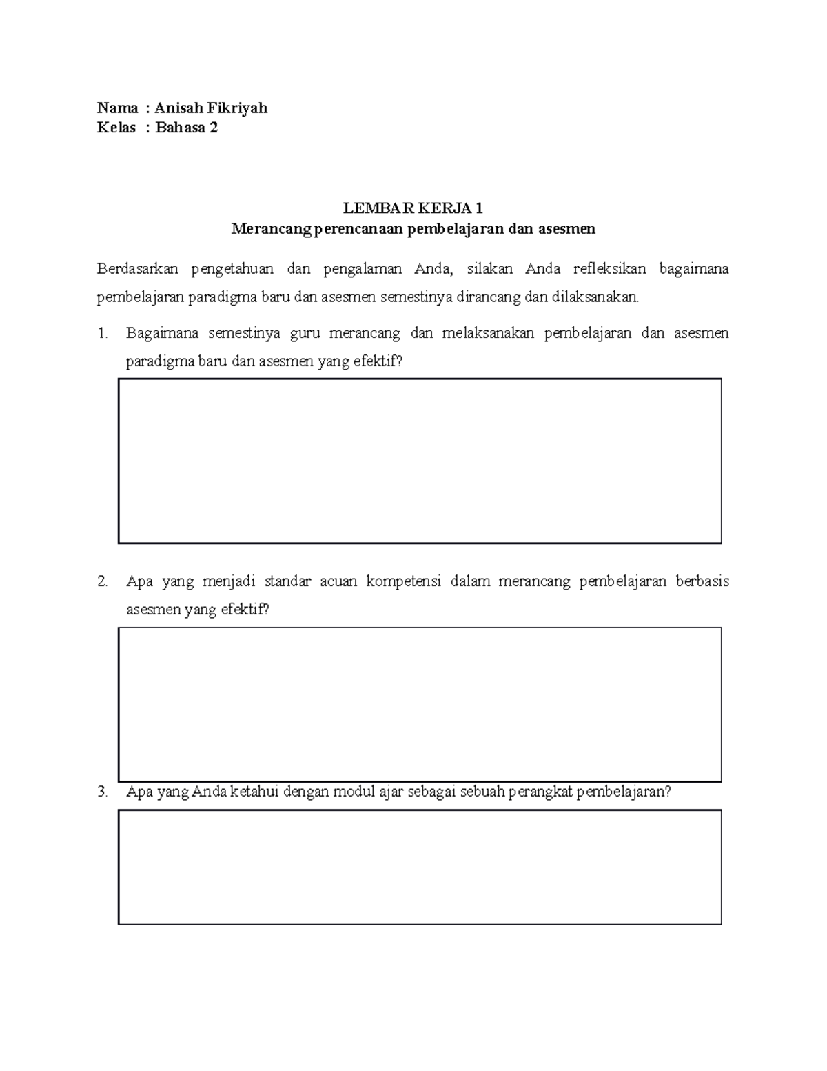 LK-Topik 2 - Nama : Anisah Fikriyah Kelas : Bahasa 2 LEMBAR KERJA 1 ... LK-Topik 2 - Nama : Anisah Fikriyah Kelas : Bahasa 2 LEMBAR KERJA 1 ...