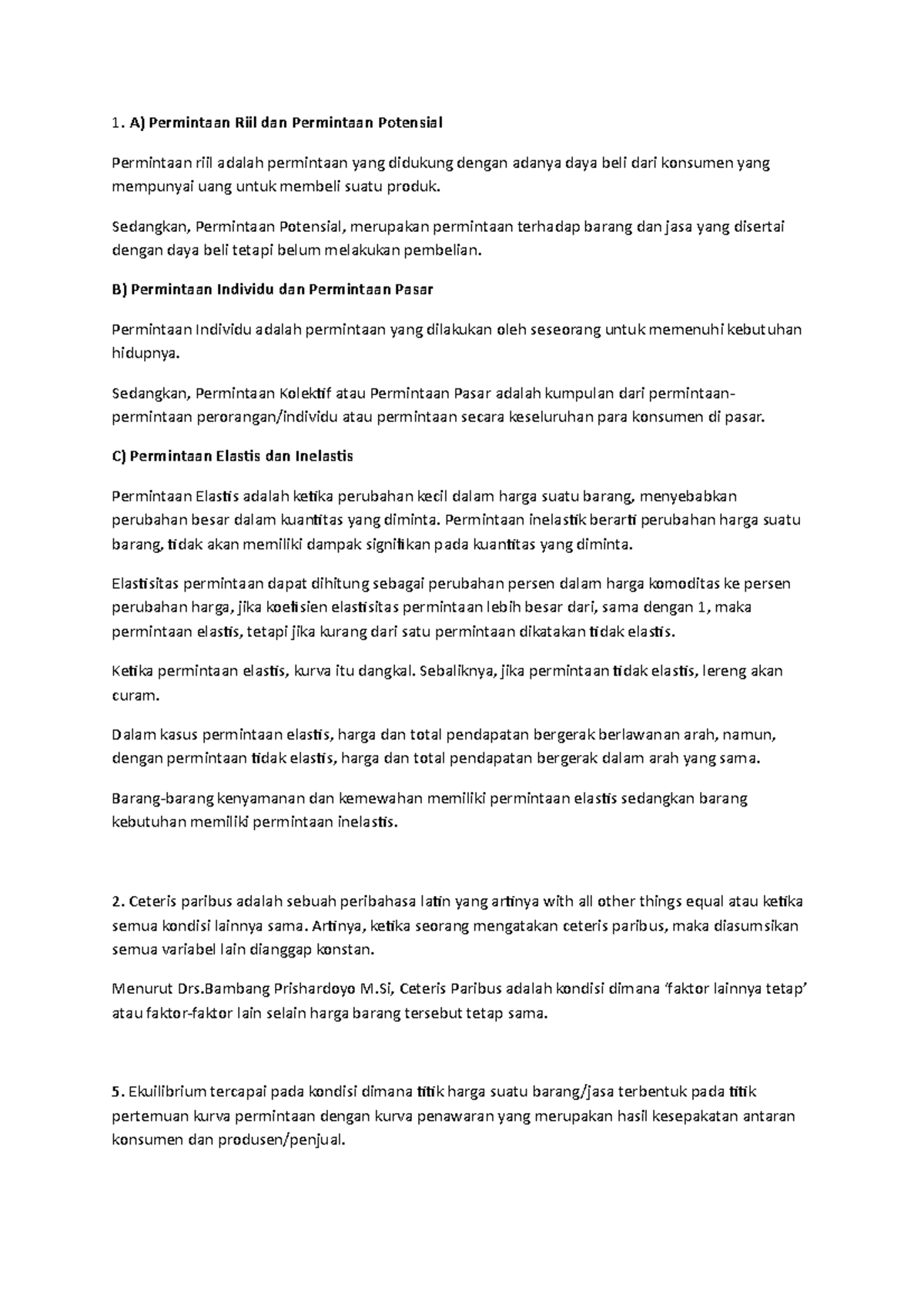 Permintaan Elastis dan Inelastis - A) Permintaan Riil dan Permintaan ...